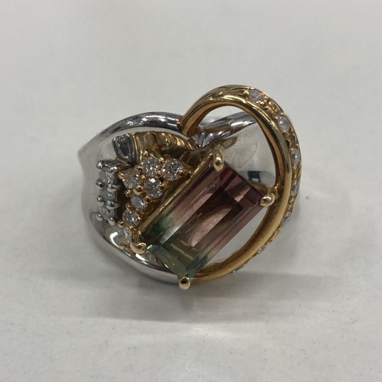 Pt900/K18 リング トルマリン2.33ct/D0.27ct – キングラム
